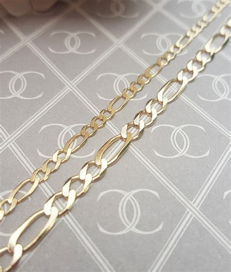 Solid 9ct Yellow Gold Figaro Chain 18 20 22 24 For Men And Ladies
