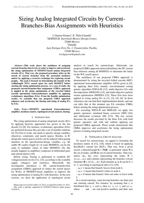 Pdf Sizing Analog Integrated Circuits By Current Branches Bias