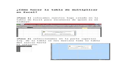 Cómo Hacer La Tabla De Multiplicar En Excel [docx Document]