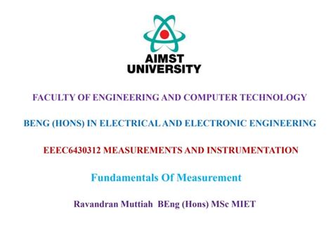Lecture Notes Eeec6430312 Measurements And Instrumentation Fundamentals Of Measurements Pptx