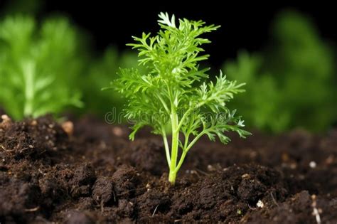 Closeup Shot Of A Seedling Growing Out Of Compost In Soil Stock