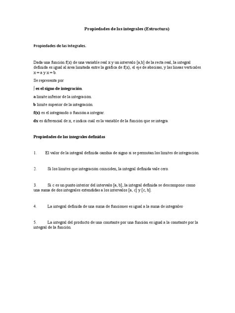 Propiedades De Las Integrales Pdf