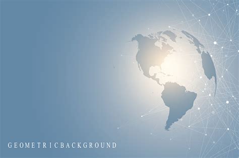 세계 세계와 큰 데이터 시각화입니다 동적 파도 함께 추상 벡터 배경입니다 글로벌 네트워크 연결입니다 기술 감각 추상 그림 세계지도에 대한 스톡 벡터 아트 및 기타 이미지