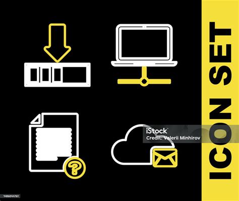 회선 컴퓨터 네트워크 클라우드 메일 서버 알 수 없는 문서 및 로드 중 아이콘을 설정합니다 벡터 네트워크 서버에 대한 스톡 벡터 아트 및 기타 이미지 Istock