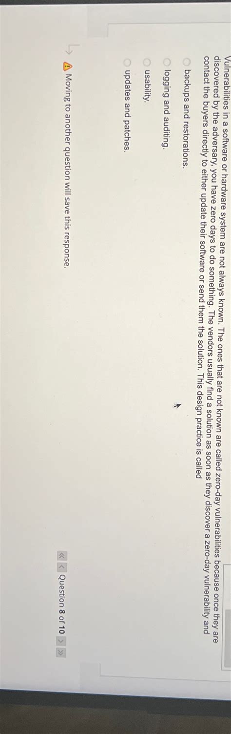 Solved Vulnerabilities In A Software Or Hardware System Are