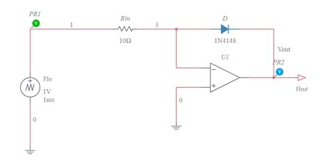 Logarithmic Amplifier Diode Feedback Positive Input Negative Output Multisim Live