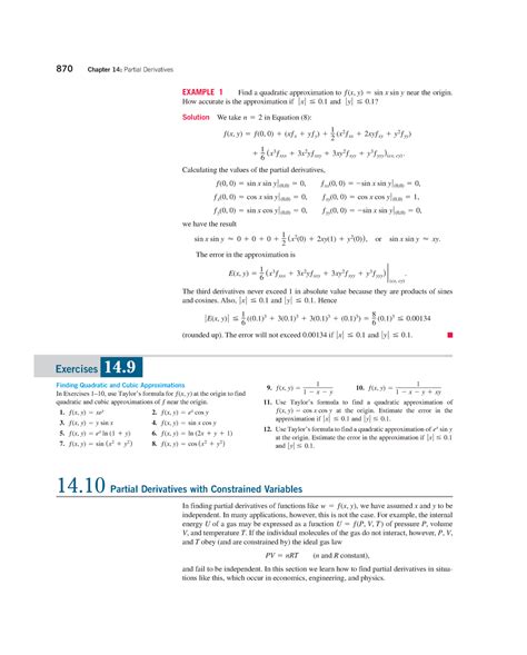 Ch1410 Partial Derivatives With Constrained Variables 870 Chapter