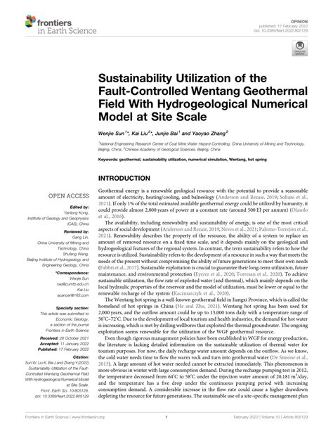 Pdf Sustainability Utilization Of The Fault Controlled Wentang Geothermal Field With