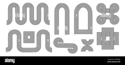 Zen Arch Geometric Lines Abstract Contemporary Shapes Set Modern Minimal Aesthetic Borders