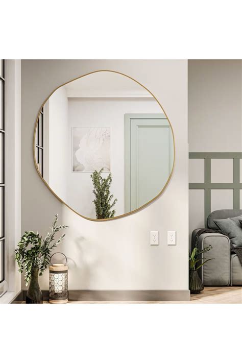 Ant Home Arya Ayna Asimetrik Ayna Dekoratif Ayna Duvar Aynası Banyo Aynası Holl Aynası Gold