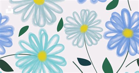 녹색 잎이 있는 파란색과 흰색 꽃 패턴입니다 벡터 Unsplash의 무료 이미지