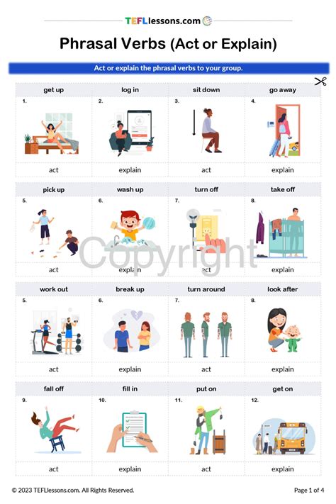Basic Phrasal Verbs Game Tefl Lessons In 2023 English Language Learners