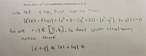 Solved Prove F X X2 2 Is Uniformly Continuous On 3 6