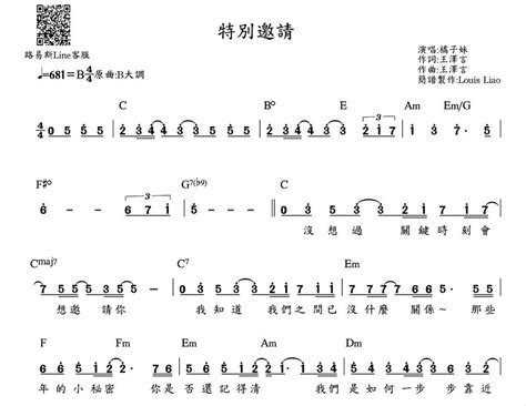 橘子妹 特別邀請 單行簡譜 楽譜 By Louisliao