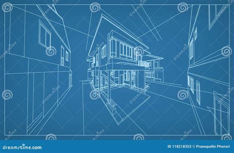 Abstract 3d Rendering Of Building Wireframe Structure Vector Stock Vector Illustration Of