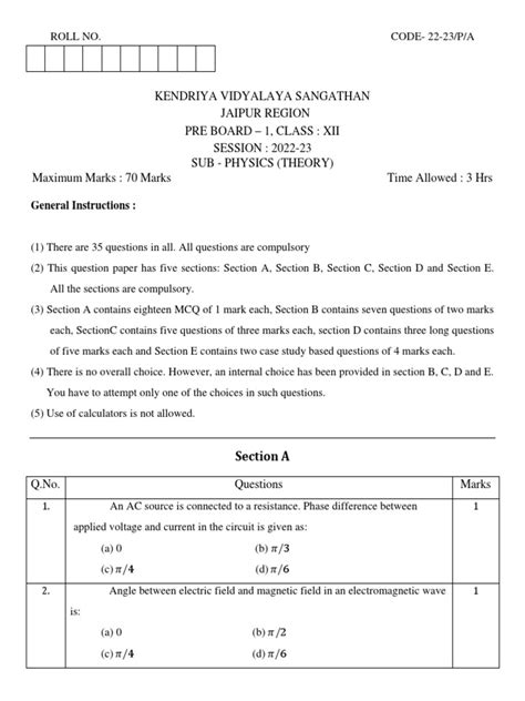 Physics Xii Qp Set 1 Pdf Pn Junction Electron