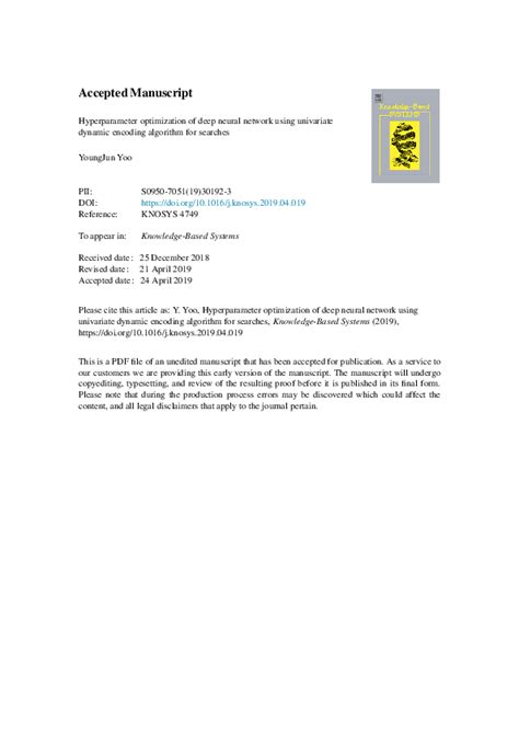 Pdf Hyperparameter Optimization Of Deep Neural Network In