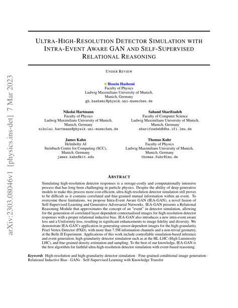 Pdf Ultra High Resolution Detector Simulation With Intra Event Aware Gan And Self Supervised