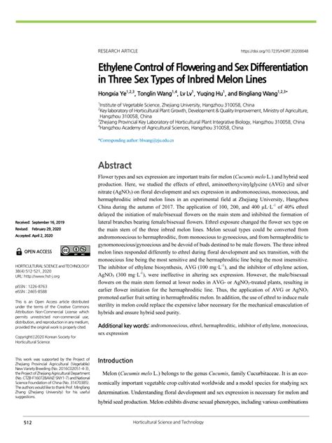 Pdf Ethylene Control Of Flowering And Sex Differentiation In Three