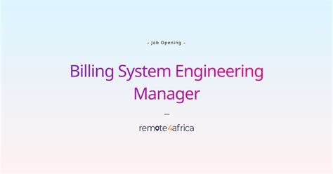 Remote Billing System Engineering Manager Job At Internet Software And Services Company