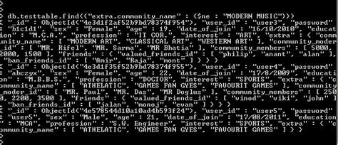 Mongodb Comparison Query Operator Ne W3resource
