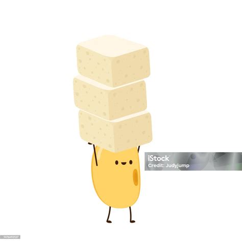 콩 벡터 콩 캐릭터 디자인 흰 두부 벡터입니다 흰색 배경에 격리된 두부 만화 스타일 채식 영양 건강 식품 건강한 식생활에 대한 스톡 벡터 아트 및 기타 이미지 Istock