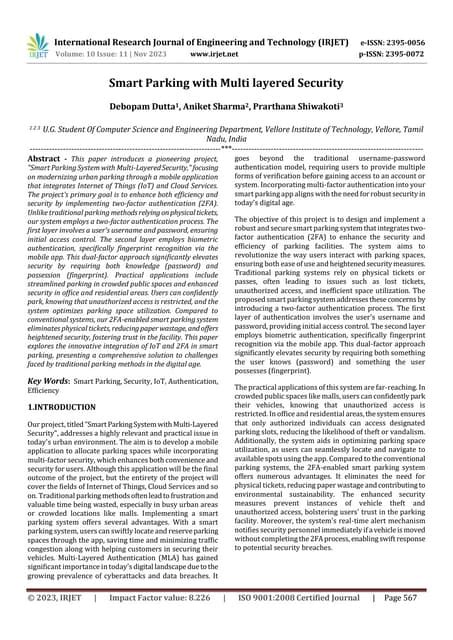 Smart Parking With Multi Layered Security Pdf