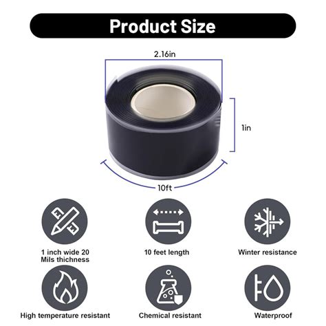 Shinehaven Self Fusing Silicone Tape 4 Rolls 1 In X 10 Black
