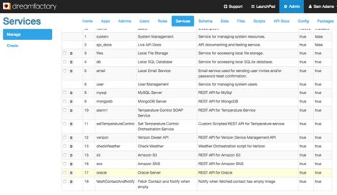 automatically build apis from your oracle database using dreamfactory