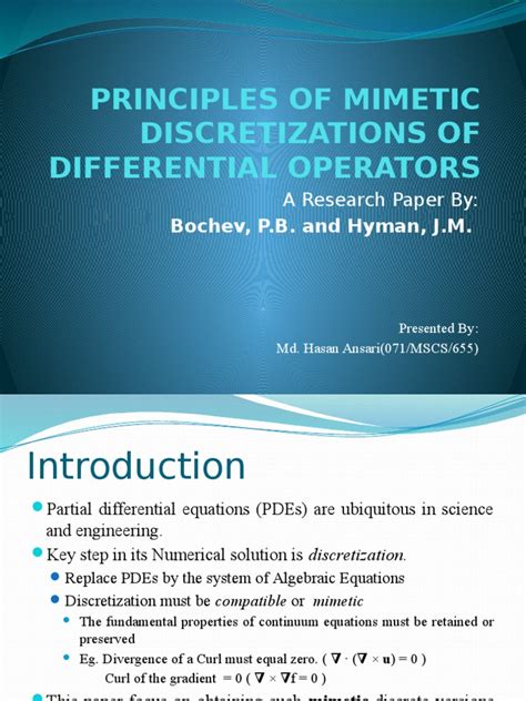 Mimetic Discretization Of Differential Operator Download Free Pdf Differential Form Finite