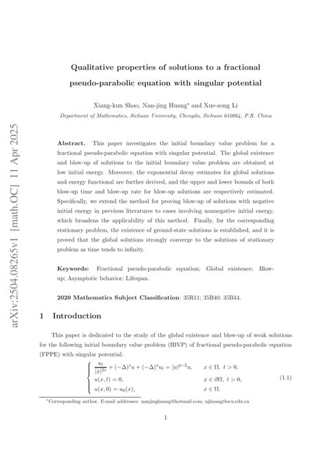 Pdf Qualitative Properties Of Solutions To A Fractional Pseudo
