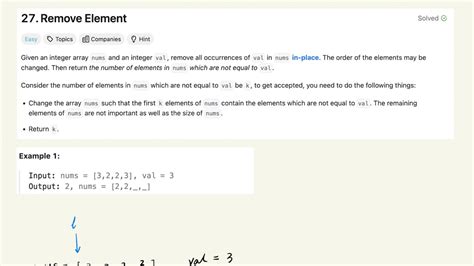 leetcode 27 remove element with pseudocode and javascript code youtube