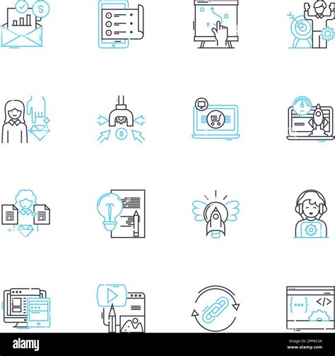 Email Marketing Linear Icons Set Strategy Segmentation List Open Rate Click Through