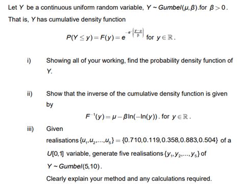 Solved Let Y Be A Continuous Uniform Random Variable Y Chegg
