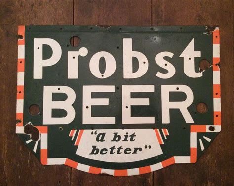 Antique 1930s Rare Probst Beer Porcelain Sign New Athens Il 1851063265