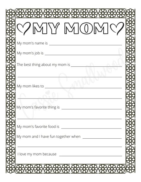 Mothers Day Questionnaire All About My Mom Printable 59 Off