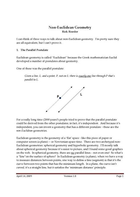 Geometry Pdf 168292 Non Euclidean Geometry Lesson Plan