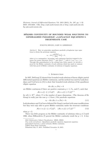 Pdf Hölder Continuity Of Bounded Weak Solutions To Generalized Parabolic P Laplacian Equations