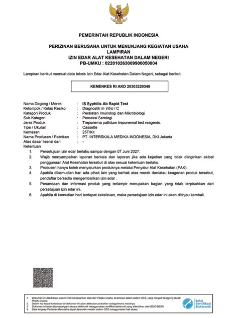 Product Validation Certificate Pt Interskala Medika Indonesia