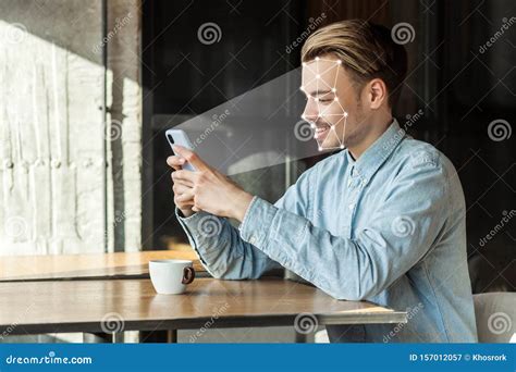 Mobile Biometric Identification And Verification Face Detection Concept Face Id Scaning Or