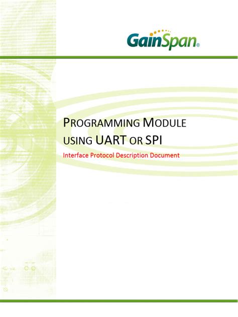 Gainspan Programming Module Using Uart Or Spi Protocol Rev 13 Pdf