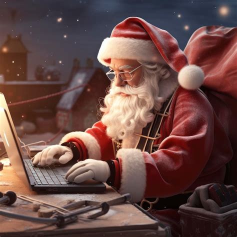 Premium Photo Santa Clause Working On A Laptop