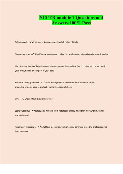 Nccer Module 1 Questions And Answers 100 Pass Nccer Stuvia Us