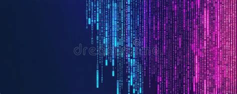 Abstract Digital Data Stream Background Glowing Binary Code Neon Colors