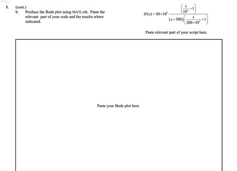 Solved 8 Produce The Bode Plot For The Transfer Function