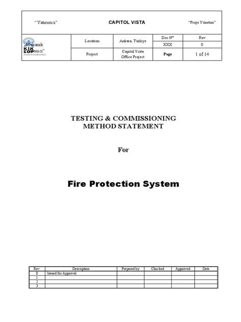 Fire Protection System Testing And Commissioning Method Statement Pdf
