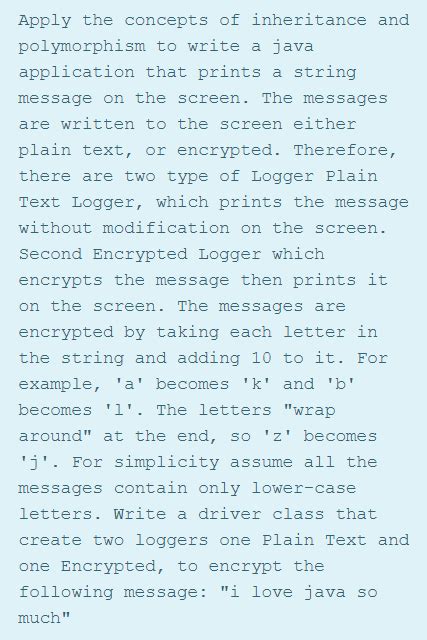 Solved Apply The Concepts Of Inheritance And Polymorphism To