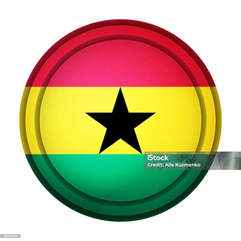 가나의 국기가 있는 유리 라이트 볼 둥근 구 템플릿 아이콘 가나 국가 상징 흰색 배경에 강조 표시된 광택 사실적 공 3d 추상