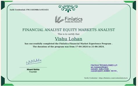 Vishu Lohan On Linkedin Im Amused To Share That Ive Completed My Two Months Of Financial Analyst