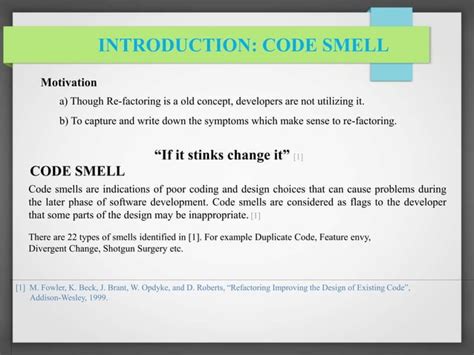 Code Smell Software Engineering Ppt